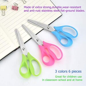 OneName Left-Handed Kids Scissors 6 Pack 5 Inch Left hand scissors for child School Student Scissors,Stainless Steel Sharp Blade Soft Comfort-Grip Handles Blunt Lefty Safety Scissors for Kids Scissor