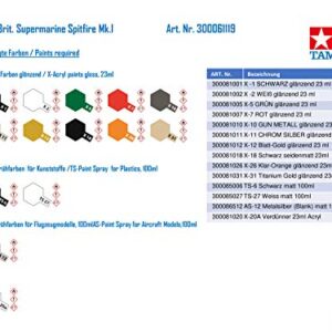 Tamiya 61119 1/48 Supermarine Spitfire MK.I Plastic Model Airplane Kit