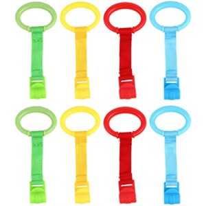 toyandona 8pcs baby toddler crib pull ring safety stand up rings for kids walking training tool