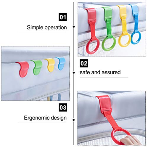 TOYANDONA 8pcs Baby Toddler Crib Pull Ring Safety Stand Up Rings for Kids Walking Training Tool