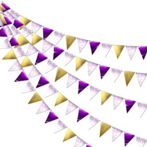 gold lavender party decoartions for girls golden purple white 13th 16th 18th birthday garland banner backdrop streamer decor for coming of age quinceanera princess theme wedding bridal baby shower party supplies