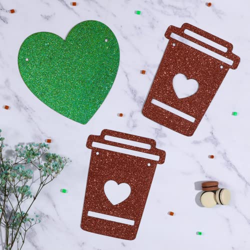 Coffee Bar Banner Green, Glitter Coffee Cup and Heart Garland, Latte Banner for Birthday Bachelorette Engagement Wedding Baby Shower Party, Coffee Bar Wall Table Decorations