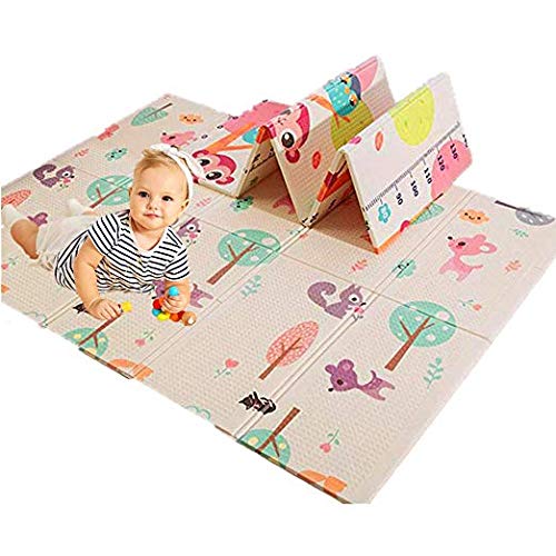 Folding Baby Play Mat, KAKIBLIN Non Toxic Baby Foam Floor Mat Reversible Waterproof Travel Crawling Mat, 79”x59”x0.4”