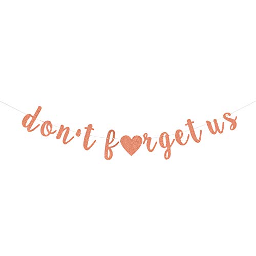 Dill-Dall Don't Forget Us Banner - Retirement/Graduation/Going Away Party Decorations (Rose Gold Glitter)