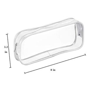 USUNQE 2 Pcs Clear Pencil Case PVC Pen Bag Cosmetic Pouch with Zipper for School Office Stationery (White)