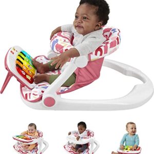 Fisher-Price Portable Baby Chair, Deluxe Sit-Me-Up Seat with Kick & Play Piano Learning-Toy for Babies and Toddlers, Pink