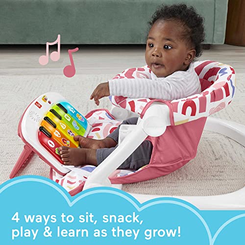 Fisher-Price Portable Baby Chair, Deluxe Sit-Me-Up Seat with Kick & Play Piano Learning-Toy for Babies and Toddlers, Pink