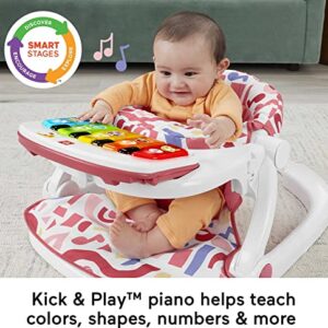 Fisher-Price Portable Baby Chair, Deluxe Sit-Me-Up Seat with Kick & Play Piano Learning-Toy for Babies and Toddlers, Pink