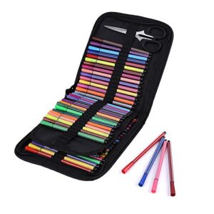 Canvas Pencil Wrap 72/120 Slots Portable Pencils Roll Up Case Pencil Roll Holder Storage Pouch for Artist, School, Office(72 Slots)