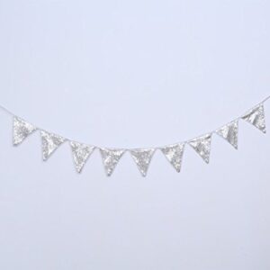 PartyDelight Silver Sequin Bunting, Multicolor Fabric Triangle Flag Bunting for Party,Wedding Sequin Bunting/Garland, Outdoor Bunting Flag(9 Flags in one Bunting)