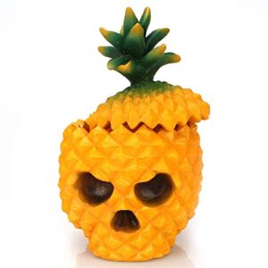 onefuntech resin pineapple skull jewelry storage box,skull head stationery holder skeleton pen holder makeup organizer container office desk home halloween decoration ornaments