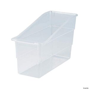 Magazein and Book Organizers - Set of 6 Clear Plastic Book Bins - Storage Containers are Great for Work, Home Office and Classrooms