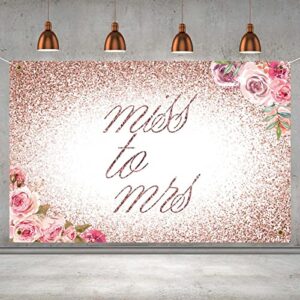 p.g collin miss to mrs floral glitter banner backdrop sign bridal wedding shower engagement bachelorette party decorations supplies for women 6x4ft rose gold…,rose gold