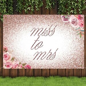 P.G Collin Miss to Mrs Floral Glitter Banner Backdrop Sign Bridal Wedding Shower Engagement Bachelorette Party Decorations Supplies for Women 6x4ft Rose Gold…,Rose Gold