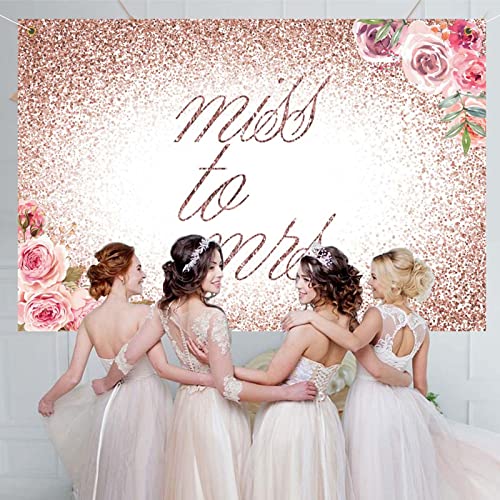 P.G Collin Miss to Mrs Floral Glitter Banner Backdrop Sign Bridal Wedding Shower Engagement Bachelorette Party Decorations Supplies for Women 6x4ft Rose Gold…,Rose Gold