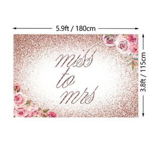 P.G Collin Miss to Mrs Floral Glitter Banner Backdrop Sign Bridal Wedding Shower Engagement Bachelorette Party Decorations Supplies for Women 6x4ft Rose Gold…,Rose Gold