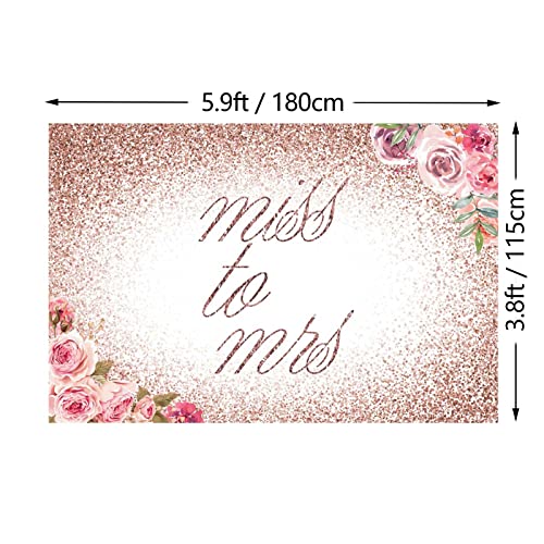 P.G Collin Miss to Mrs Floral Glitter Banner Backdrop Sign Bridal Wedding Shower Engagement Bachelorette Party Decorations Supplies for Women 6x4ft Rose Gold…,Rose Gold