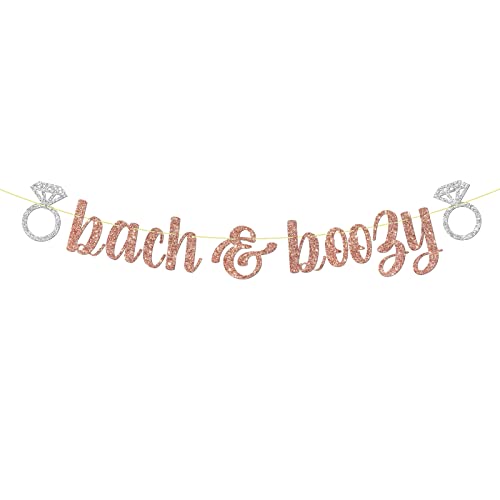 Rose Gold Glitter Bach Boozy Banner, Bridal Shower Party Decorations, Wedding, Engagement Hen Party Decoration Supplies