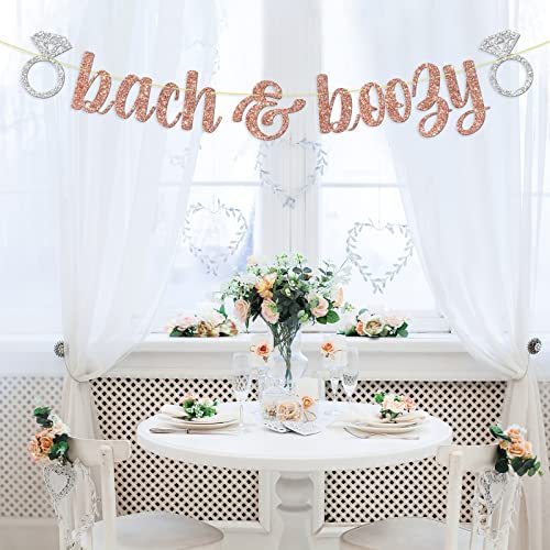 Rose Gold Glitter Bach Boozy Banner, Bridal Shower Party Decorations, Wedding, Engagement Hen Party Decoration Supplies