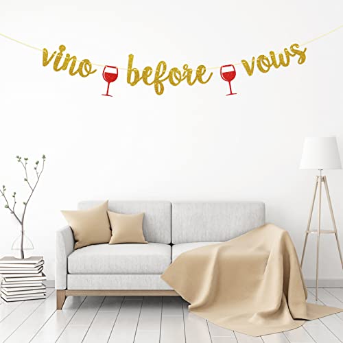 Dill-Dall Vino Before Vows Banner, Bridal Shower Banner, Bridal Shower/Bachelorette Wine Winery Party Decorations (Gold)