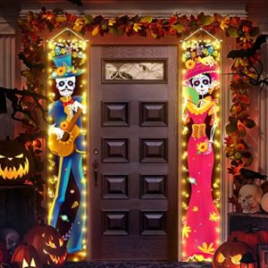 halloween decorations indoor dia de los muertos/day of the dead decorations lighted porch signs banners outdoor wall door decor (not batteries included)