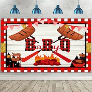 shanshuiart bbq theme party backdrop banner wooden board white and red lattice background barbecue baby shower party decorations supplies