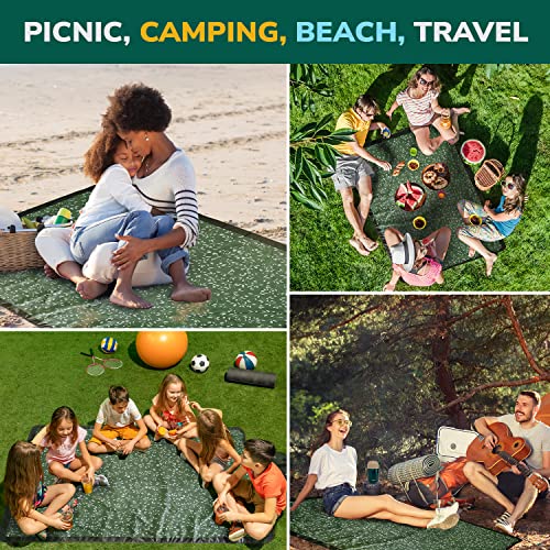 LUNCHALOT Large Picnic Blankets Waterproof - Foldable Outdoor Mat for Park - | 57x78 Inches | Easy to Carry | Water Resistant | Simple Clean | Wipeble and Sandproof | Kids and Toddlers Friendly