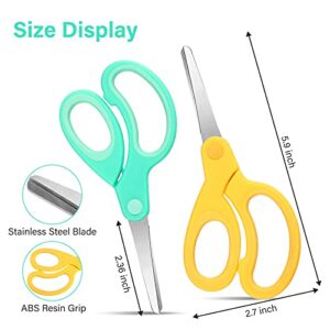 Left-Handed Kids Scissors Lefty Stainless Steel Scissors 5.9 Inch Left Handed Pointed Scissors Soft Grip Office Craft Shears Scissors for Office Home Household(Red, Green, Yellow,3 Pieces)