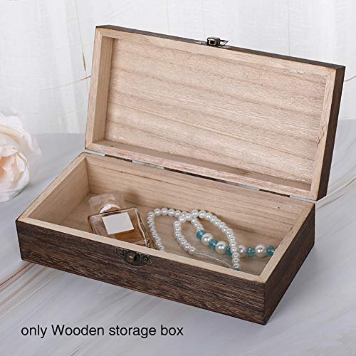 LKEREJOL Wooden Box with Lid,Wood Box Organizer DIY Craft Wooden Boxes for Crafting Gift Box Artist Tool Small Jewelry and Cosmetics (Wood Color)