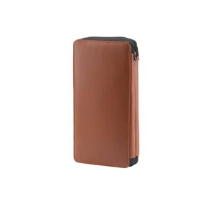 creative mark genuine leather brush case short handle cognac