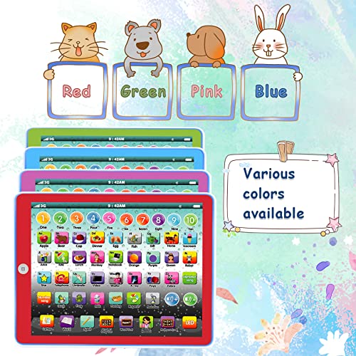 SPOGENN Learning Tablet Educational Touch Pad for Fun Learn Number ABCs Spelling Animal, Pink