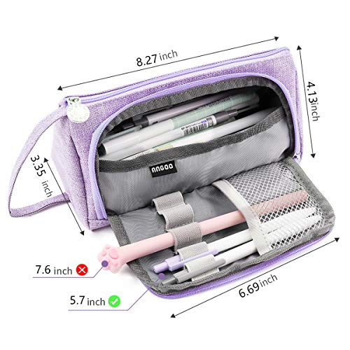 Pencil Case, Yloves Big Capacity Pen Pencil Bag Pouch Box Organizer Holder with 2 PCS Index Tabs for School Office (Purple)