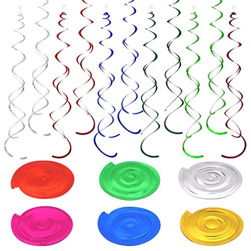 Swirl Decorations 36 Pack Foil Ceiling Hanging Party Swirl Decorations for Christmas Party Wedding Graduation Baby Shower Decorations