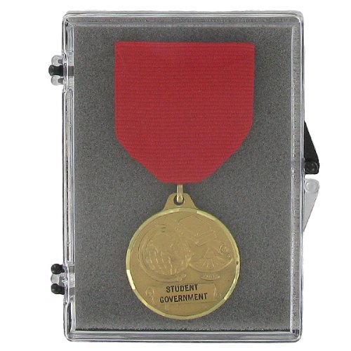 SHOP AWARDS AND GIFTS Medium Plastic Hinged Medal Box, Size 3-1/2 x 2-1/16 x 1/2 Inch - Pack of 10