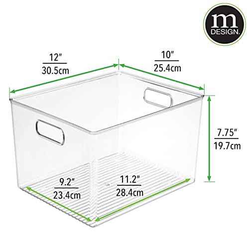 mDesign Plastic Craft Room Storage Box - Sewing, Crochet Storage Container with Built-in Handles for Thread, Beads, Ribbon, Glitter, Clay - 12" x 10" x 8" Includes 24 Labels - Clear