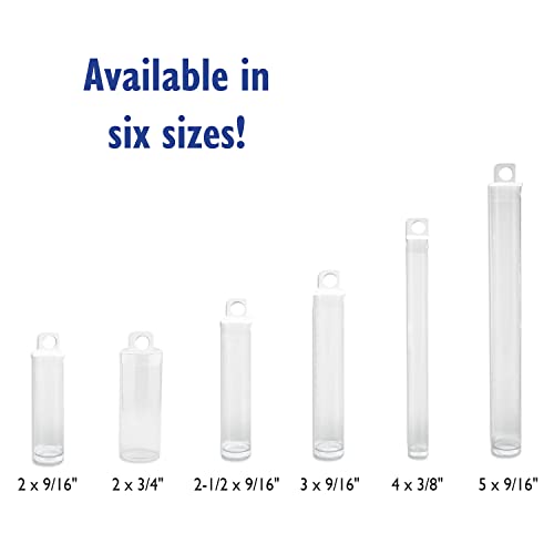 The Beadsmith Clear Plastic Tubes - 3-Inch-Long Round Tubes, 9/16 Inches in Diameter - Hanging Caps - Use for Beads, Bath Salts, Wedding & Party Favors, Home or Office Storage - Bag of 100