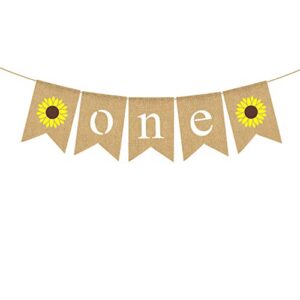 jute burlap sunflower one banner boy girl 1st birthday party highchair decoration