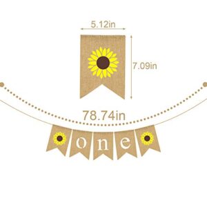 Jute Burlap Sunflower One Banner Boy Girl 1st Birthday Party Highchair Decoration