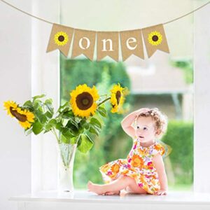 Jute Burlap Sunflower One Banner Boy Girl 1st Birthday Party Highchair Decoration