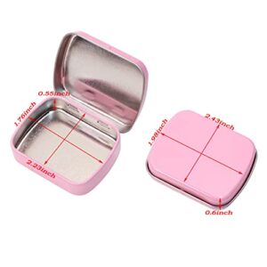 Mini Skater Small Metal Portable Storage Box, Mini Rectangle Empty Hinged Tins with Lid, Home Organizer for Drawing Pin, Pills, Candies, Earring and Jewelry Craft, 8Pcs (Pink)