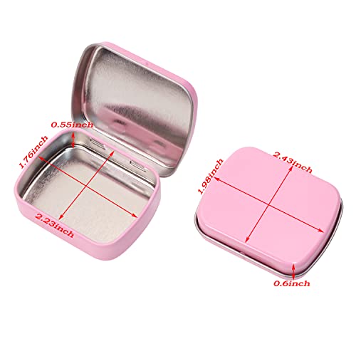 Mini Skater Small Metal Portable Storage Box, Mini Rectangle Empty Hinged Tins with Lid, Home Organizer for Drawing Pin, Pills, Candies, Earring and Jewelry Craft, 8Pcs (Pink)