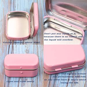 Mini Skater Small Metal Portable Storage Box, Mini Rectangle Empty Hinged Tins with Lid, Home Organizer for Drawing Pin, Pills, Candies, Earring and Jewelry Craft, 8Pcs (Pink)