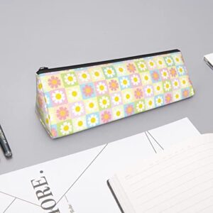 TumzfhQ Pencil Pouch Triangle Small Pen Case Pencil Bag Organizer Zipper Multi Function for Teen Girls Boys Kids Office Cute Floral