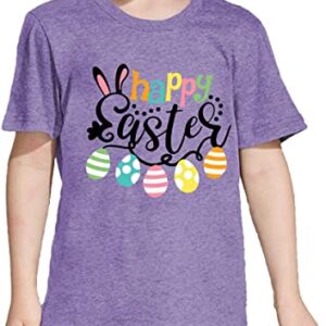 Happy Easter T Shirt Toddler Baby Girls Boys Bunny Rabbit Graphic T-Shirt Easter Egg Letter Print Tees Tops Purple