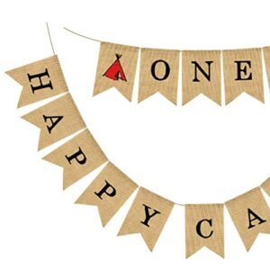 ONE Happy Camper Banner Creative Swallowtail Pull Flags Layout Decor Photo Props for Travel Party