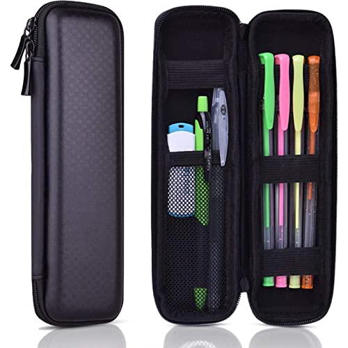 Hard Pencil Case for Executive Fountain Pen, Ballpoint Pen, Stylus Touch Pen, Headphone Data Cable Accessory PU Storage Box(Black)