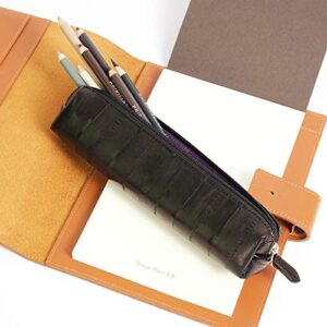 EEL Skin Leather Compact Pen CASE (Black)