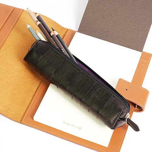 EEL Skin Leather Compact Pen CASE (Black)