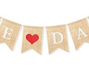 Uniwish We Love Dad Banner Burlap Bunting Rustic Papa Gift Happy Father’s Day Birthday Party Decorations for Men