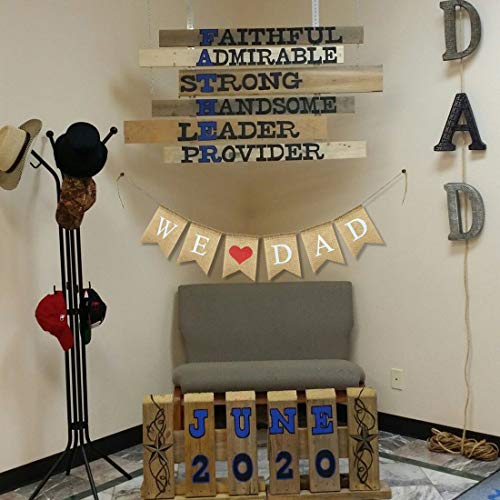 Uniwish We Love Dad Banner Burlap Bunting Rustic Papa Gift Happy Father’s Day Birthday Party Decorations for Men